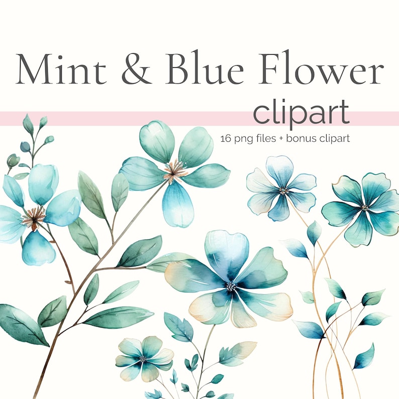 Blue Wildflower Clipart, Mint Flower PNG, Wild Flowers Clip Art, Tiny ...