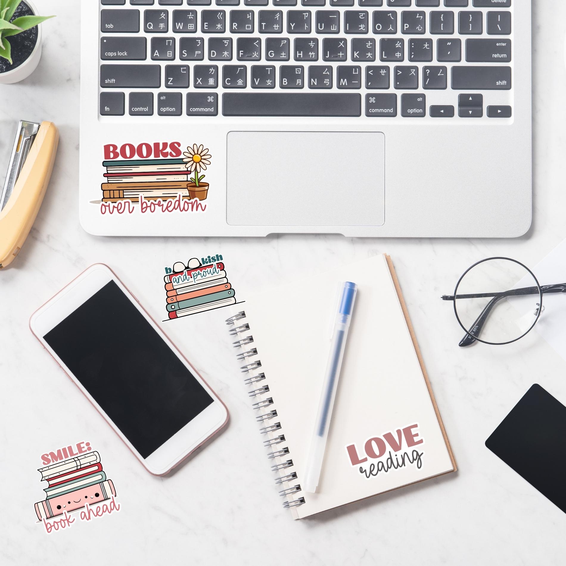 Digital Bookish Stickers, Printable Love Reading Sticker Sheet, Books ...