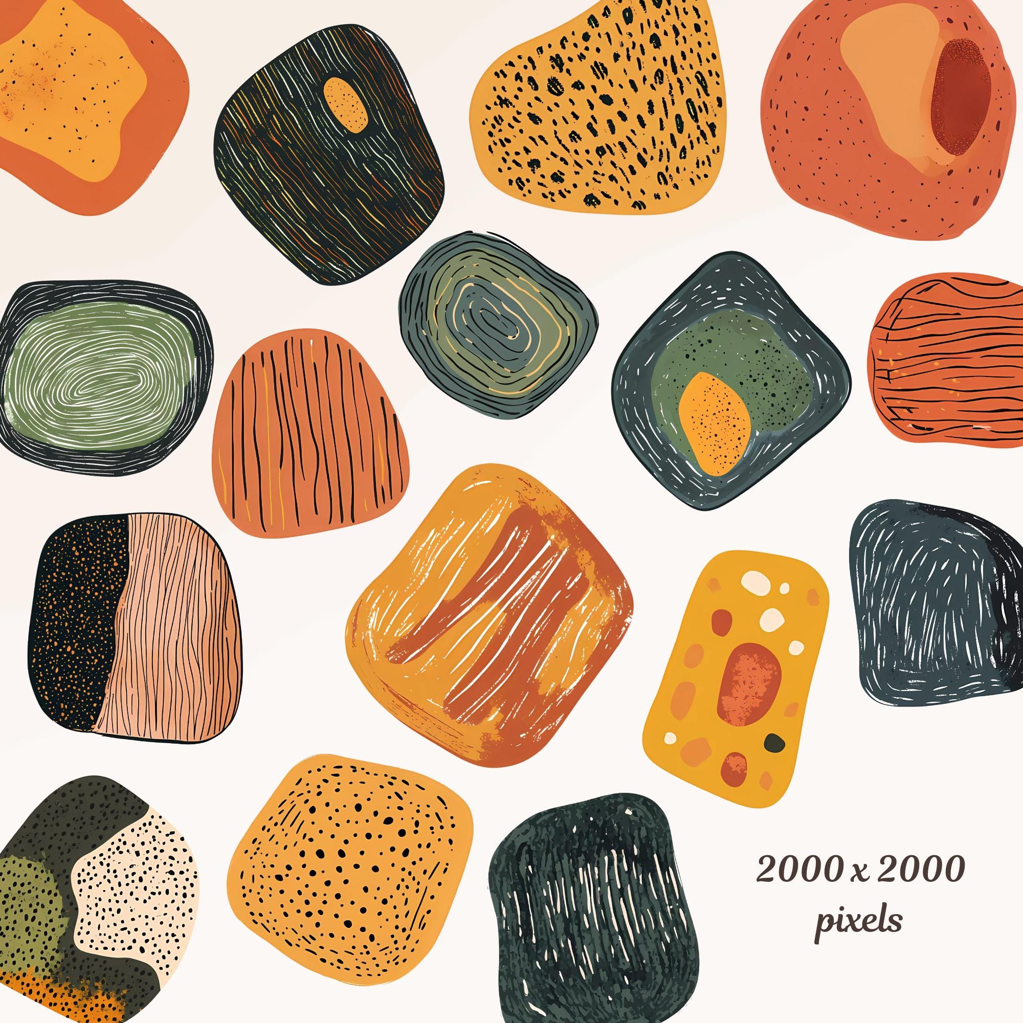 Abstract Boho Shapes Clipart, Modern Bohemian Clip Art, Shape Bundle, Circuit Doodle Elements ...