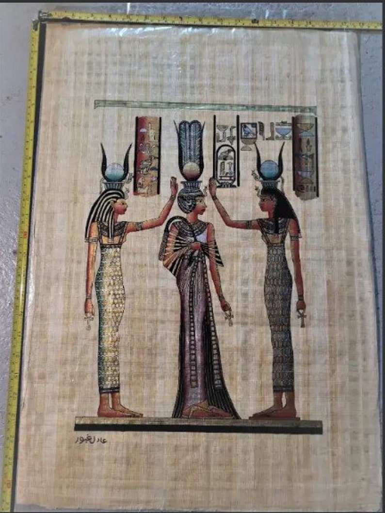 Vintage Egyptian Papyrus Paper Painting Handmade + Free Gift - Etsy