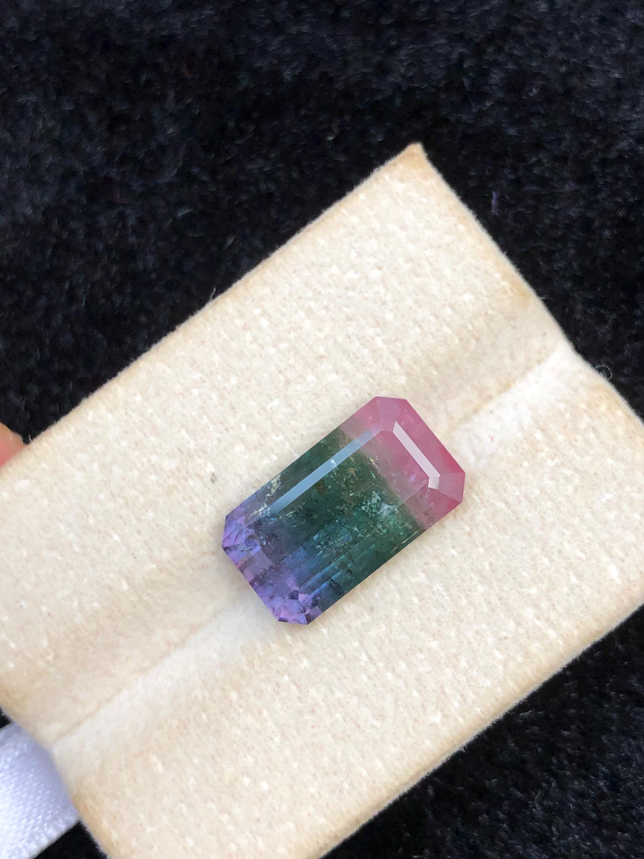 6.20-carats Natural Tri Color Tourmaline Faceted Loose Gemstone ...