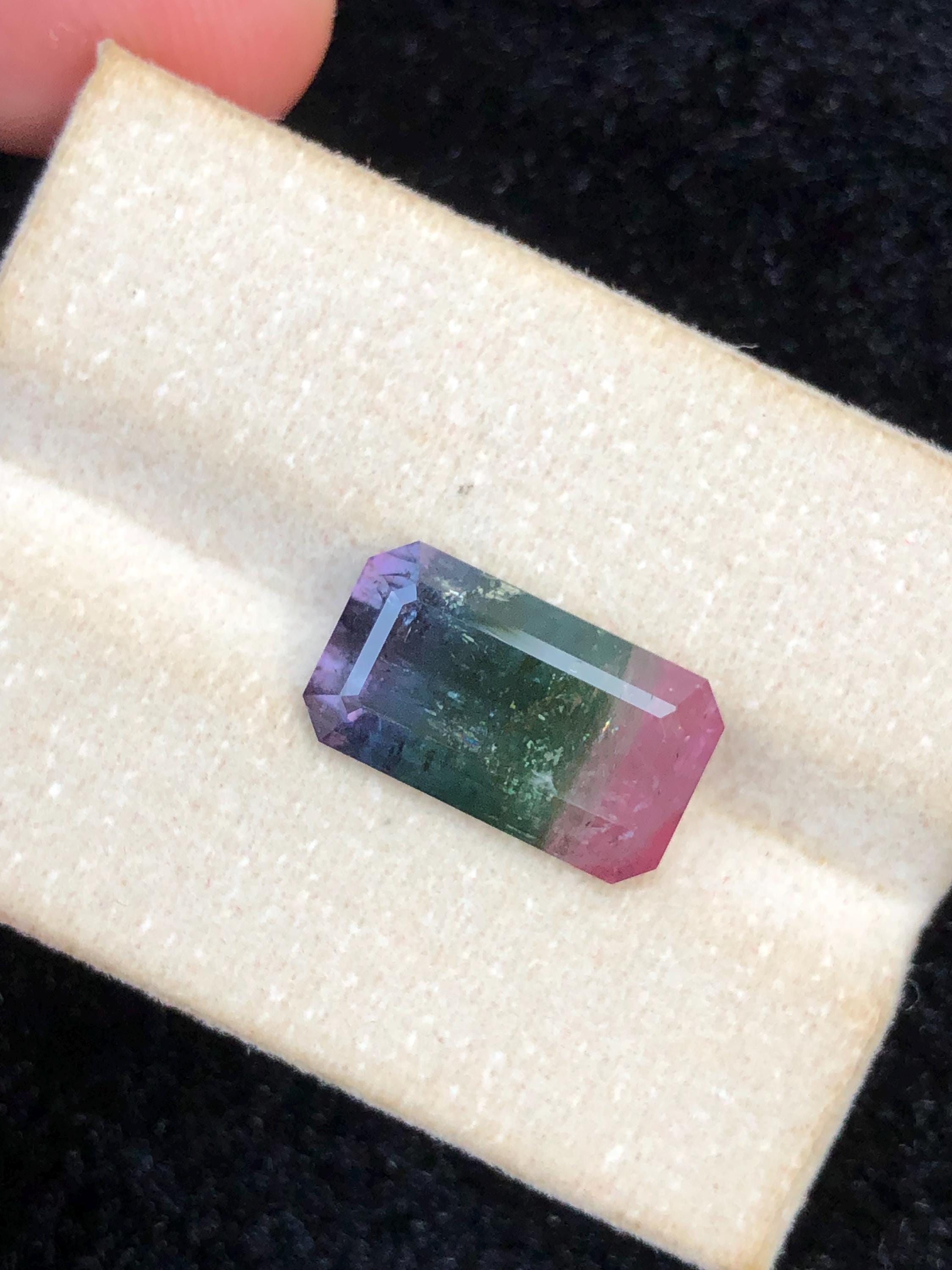 6.20-carats Natural Tri Color Tourmaline Faceted Loose Gemstone ...