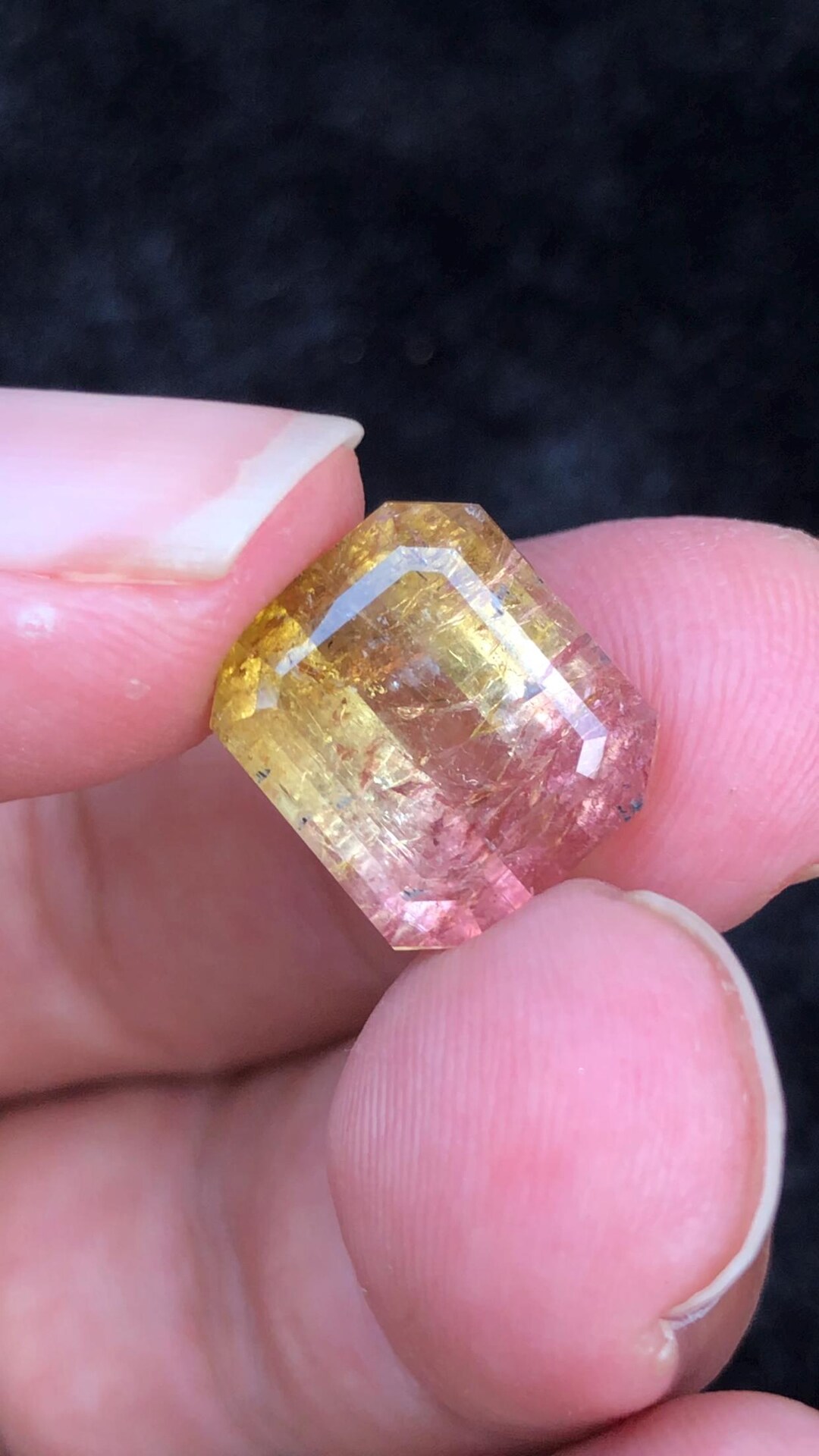 12.20-carats Natural Tri Color Tourmaline Faceted Loose Gemstone ...