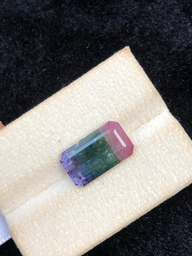 6.20-carats Natural Tri Color Tourmaline Faceted Loose Gemstone ...