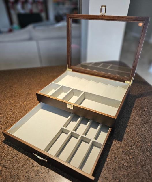 Walnut Wood Knife Display Case: Glass Lid Collector Showcase - Etsy