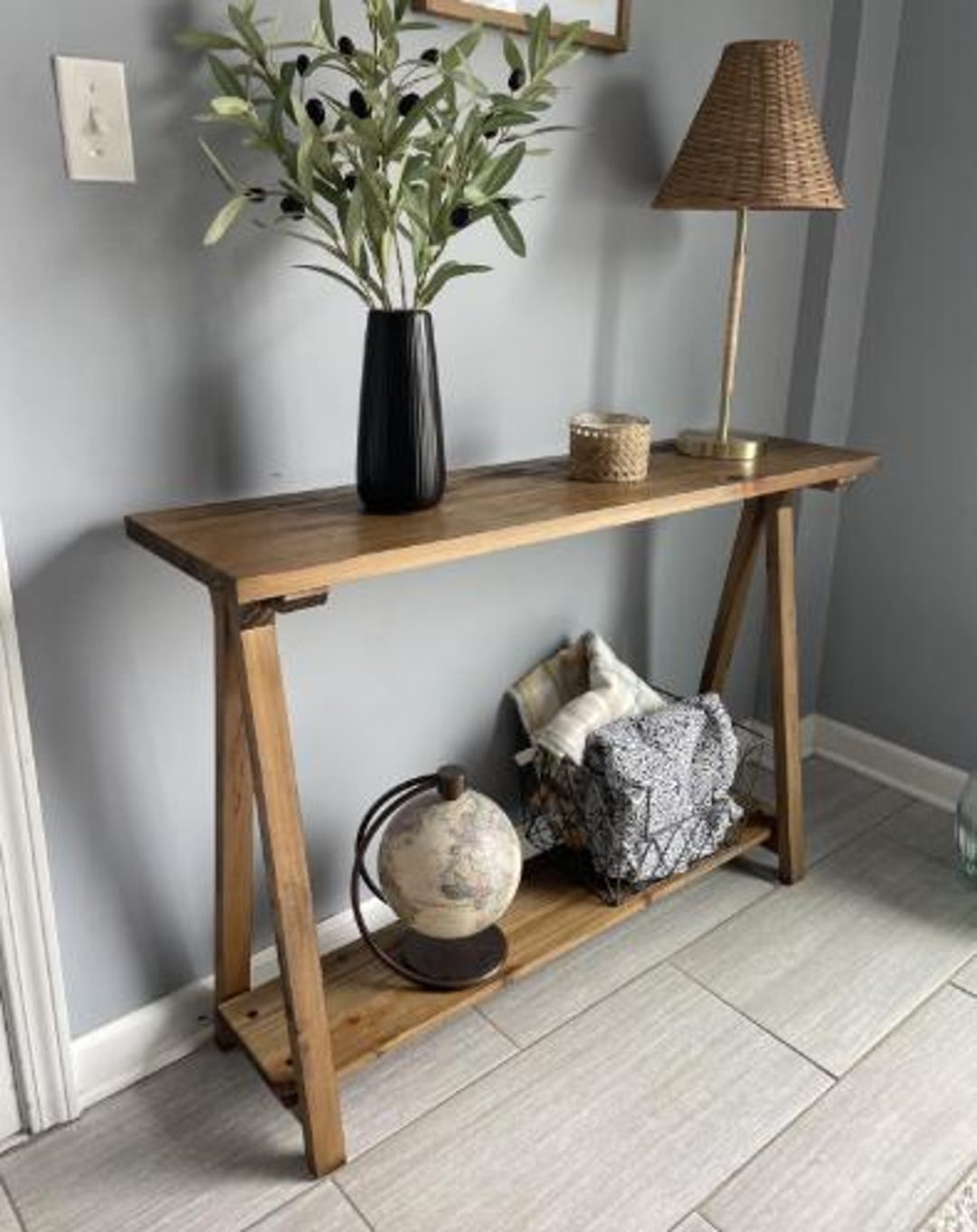 Narrow Fir Wood Console Table: Rustic Farmhouse Entryway - Etsy