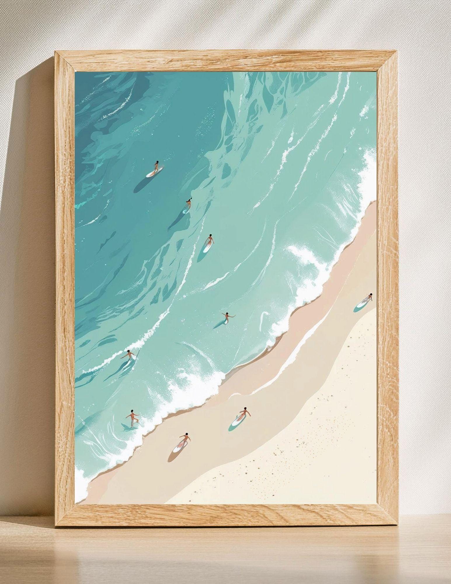 Aerial Beach Print: Ocean Waves, Coastal Home Decor (digital Download ...