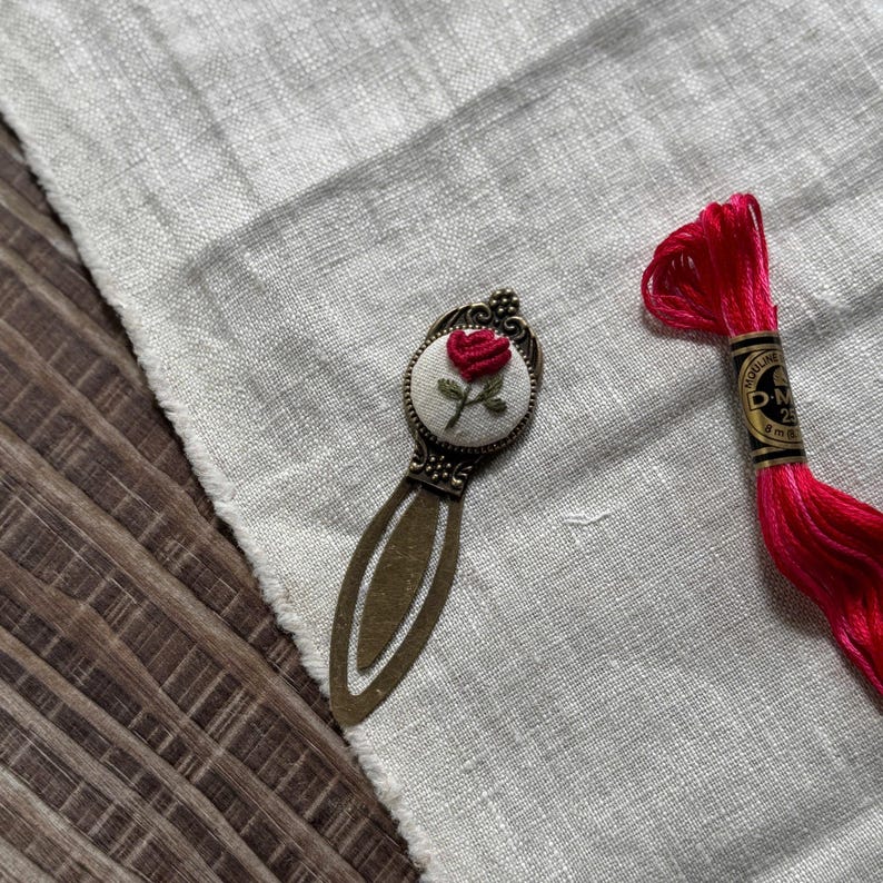 Floral Embroidery Bookmarks, Embroidered Flower Bookmark, Book Lover ...