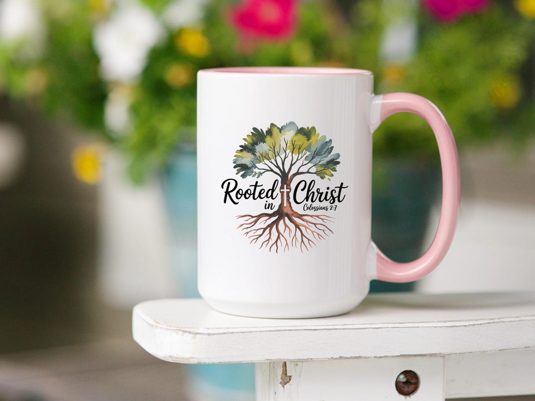 Rooted in Christ Ceramic Coffee Mug, Faith Tree, Religious Gift - Etsy