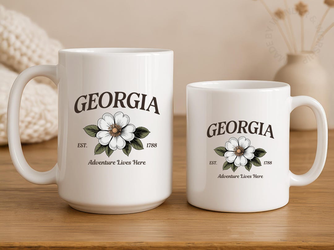 Georgia Road Trip Travel Mug, Southern State Flower Ceramic Mug, Scenic ...