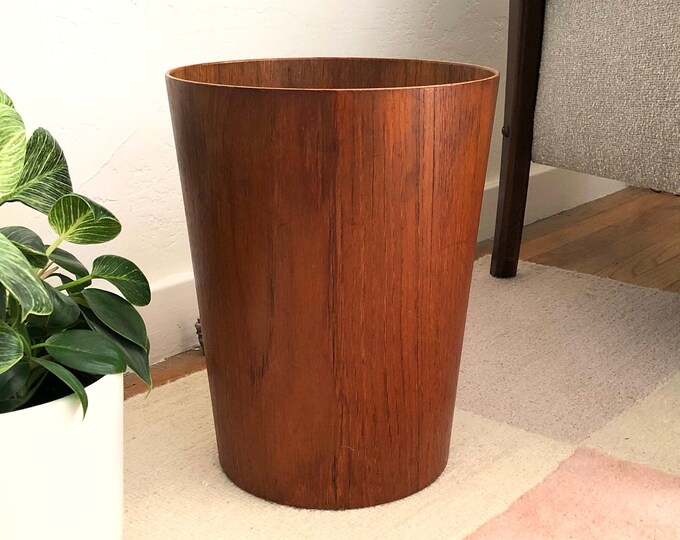 Mid Century Teak Waste Bin by Servex of Sweden - Etsy