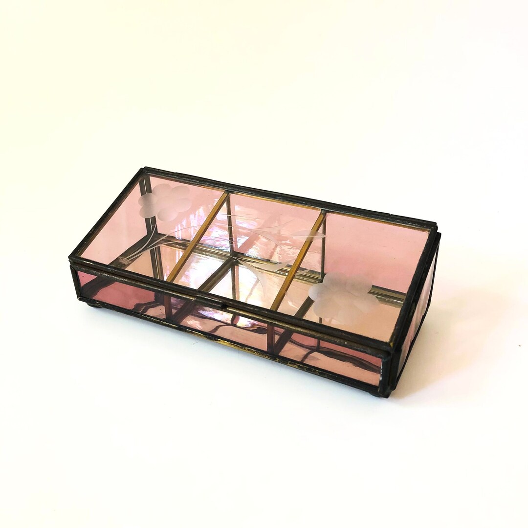 Etched Glass and Brass Divided Box - Etsy