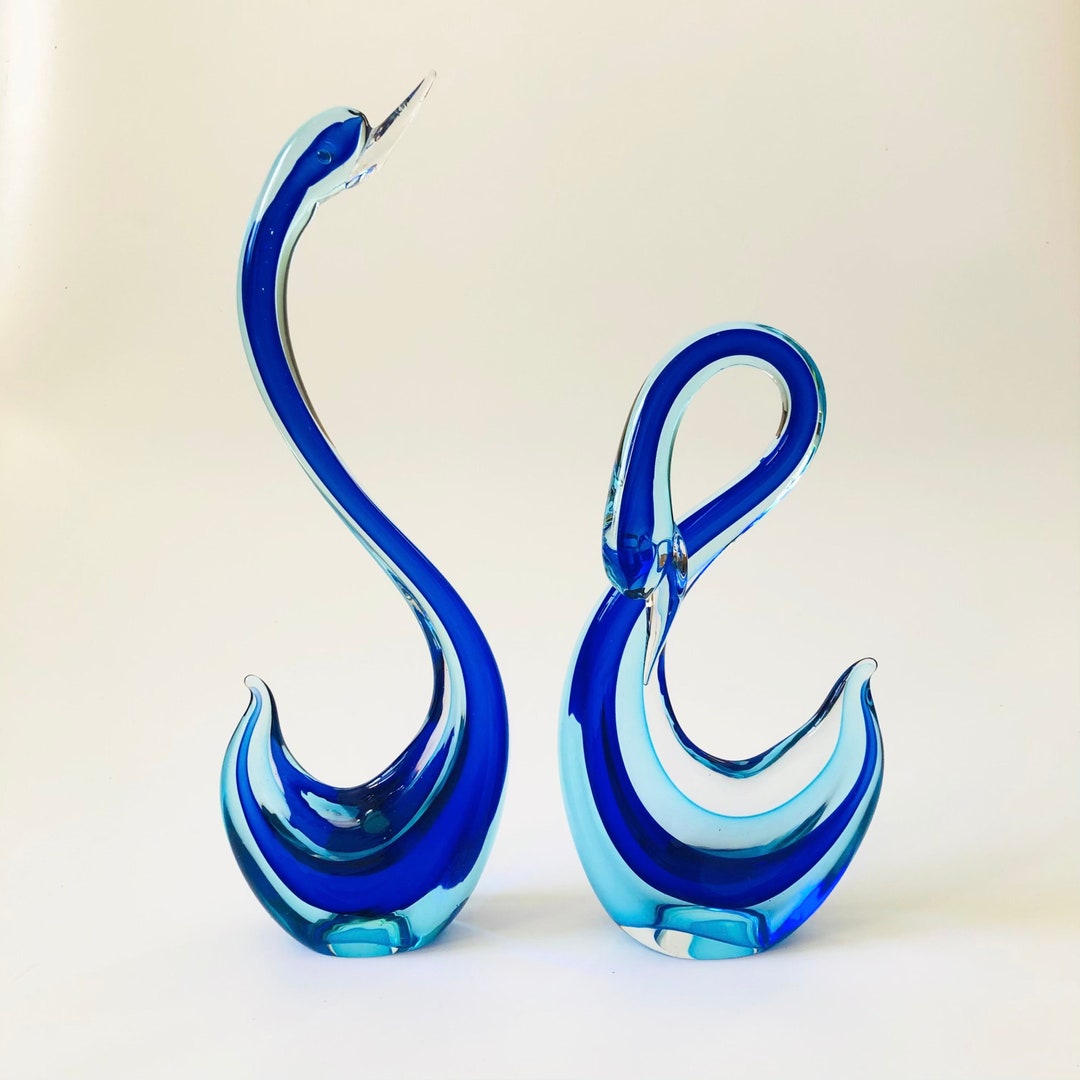 Large Murano Glass Swans - Set of 2 - Etsy