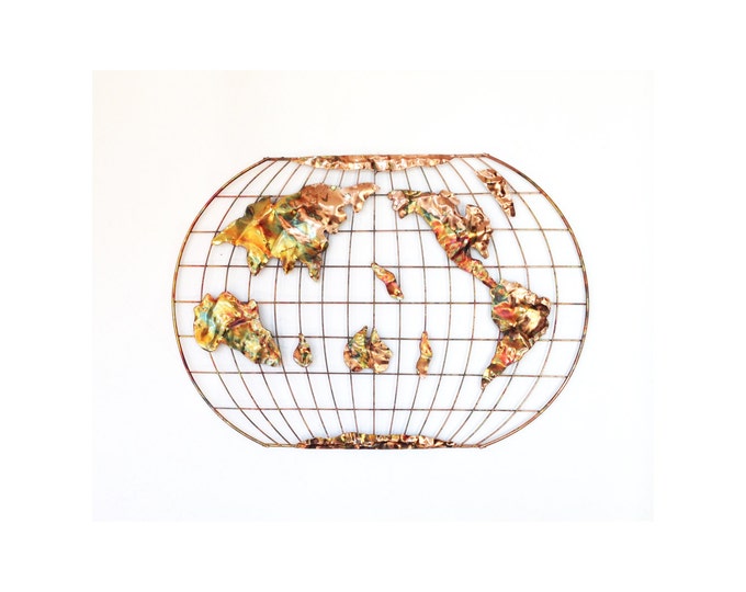 Vintage Brass World Map Wall Hanging / Curtis Jere Style - Etsy