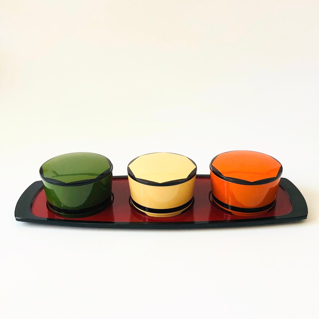 Set of 3 Colorful Japanese Lacquerware Boxes on Tray - Etsy