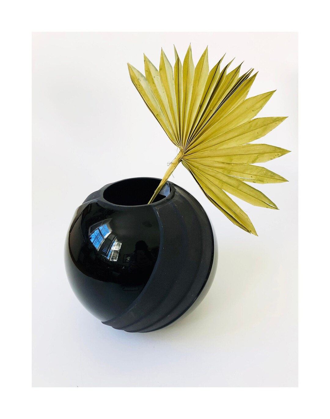 1980s Postmodern Embossed Black Glass Sphere Vase - Etsy