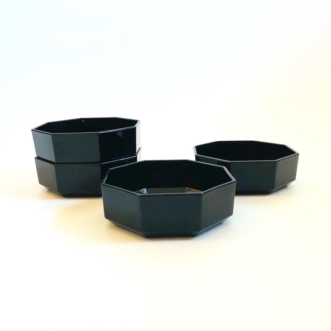 Black Octagon Bowls by Arcoroc France - Set of 4 - Etsy