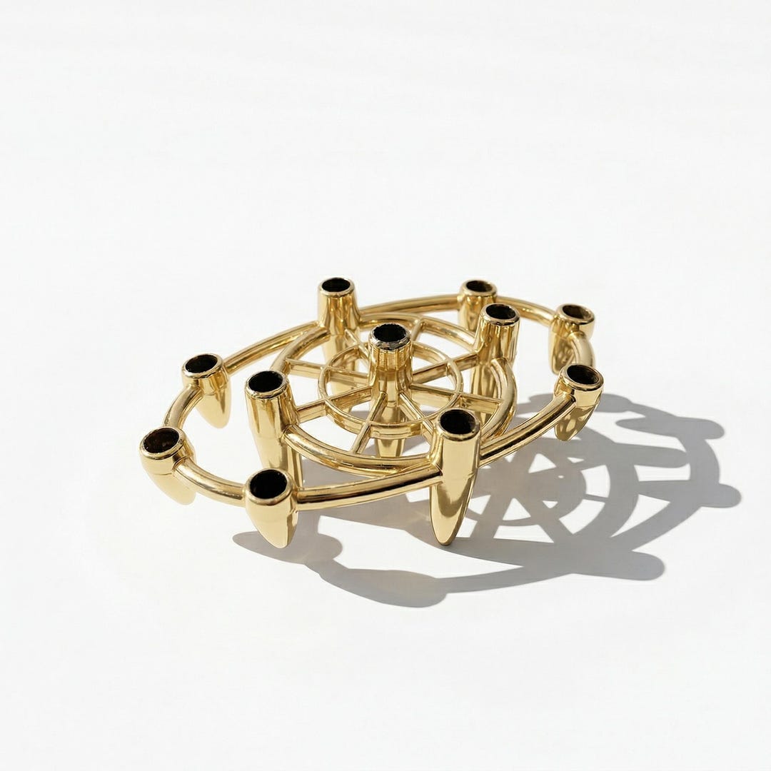 MCM Atomic Brass Candle Holder - Etsy