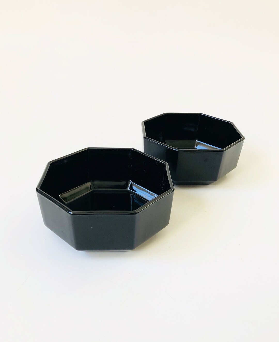 Black Octagon Snack Bowls by Arcoroc France - Set of 2 - Etsy