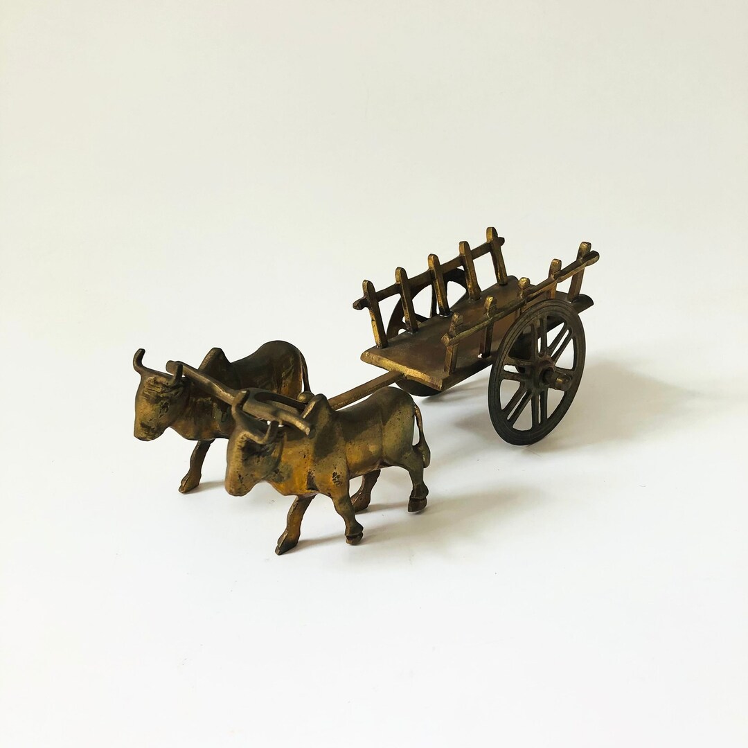 Vintage Brass Oxen Cart - Etsy
