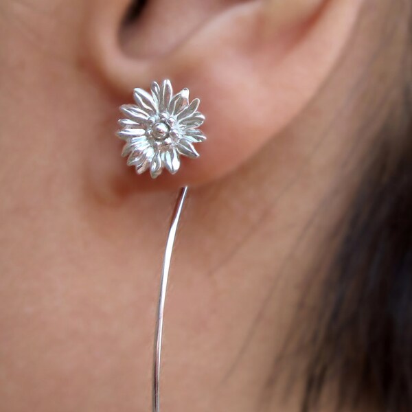 Flower Threader Earrings - Etsy