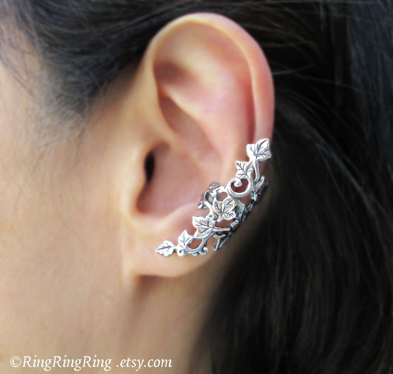 Long Ivy Ear Cuff Sterling Silver Earrings Jewelry Earcuff Ear | Etsy