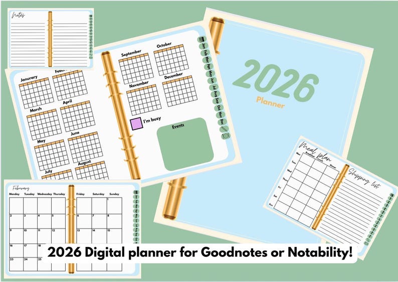 Digital Planner and Calendar.2026 Digital Calendar for Goodnotes and ...