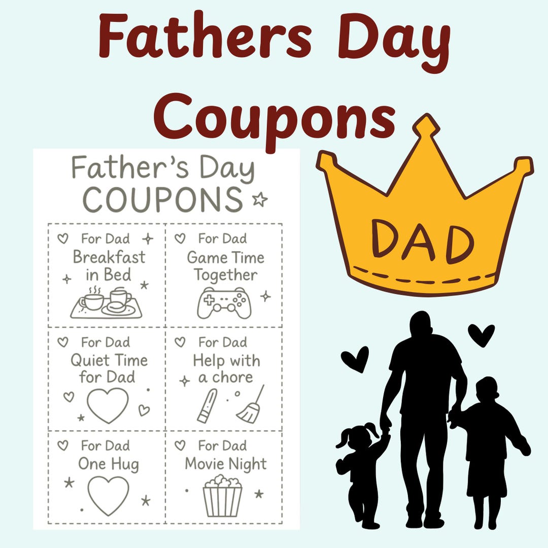 Father’s Day Coupon Book Printable for Kids | Cute DIY Gift for Dad ...
