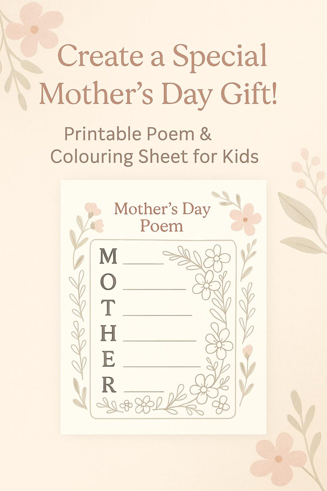 Mother’s Day Poem Template | Printable Mother’s Day Coloring Page ...