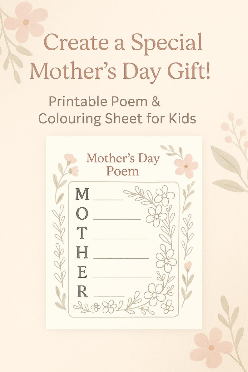 Mother’s Day Poem Template | Printable Mother’s Day Coloring Page ...