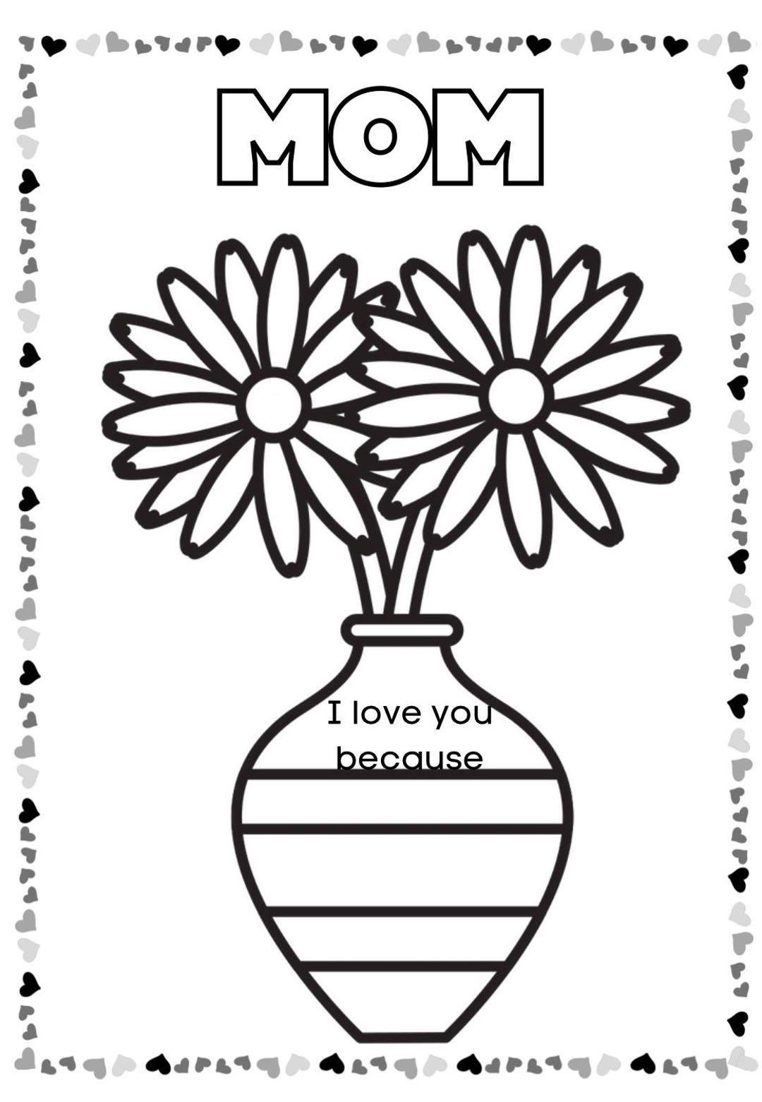 Mother’s Day Coloring Page for Kids – “I Love You Because” Printable ...