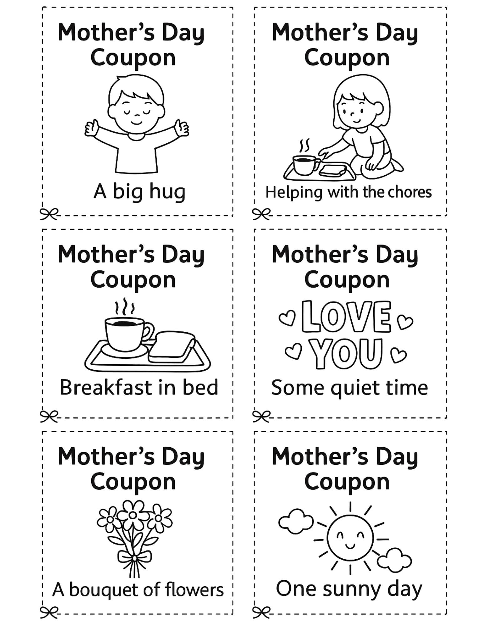 Mother’s Day Coupon Printable for Kids | Fun Coloring Activity | DIY ...