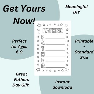 Father’s Day Acrostic Poem Printable for Kids | #1 Dad Gift | DIY ...