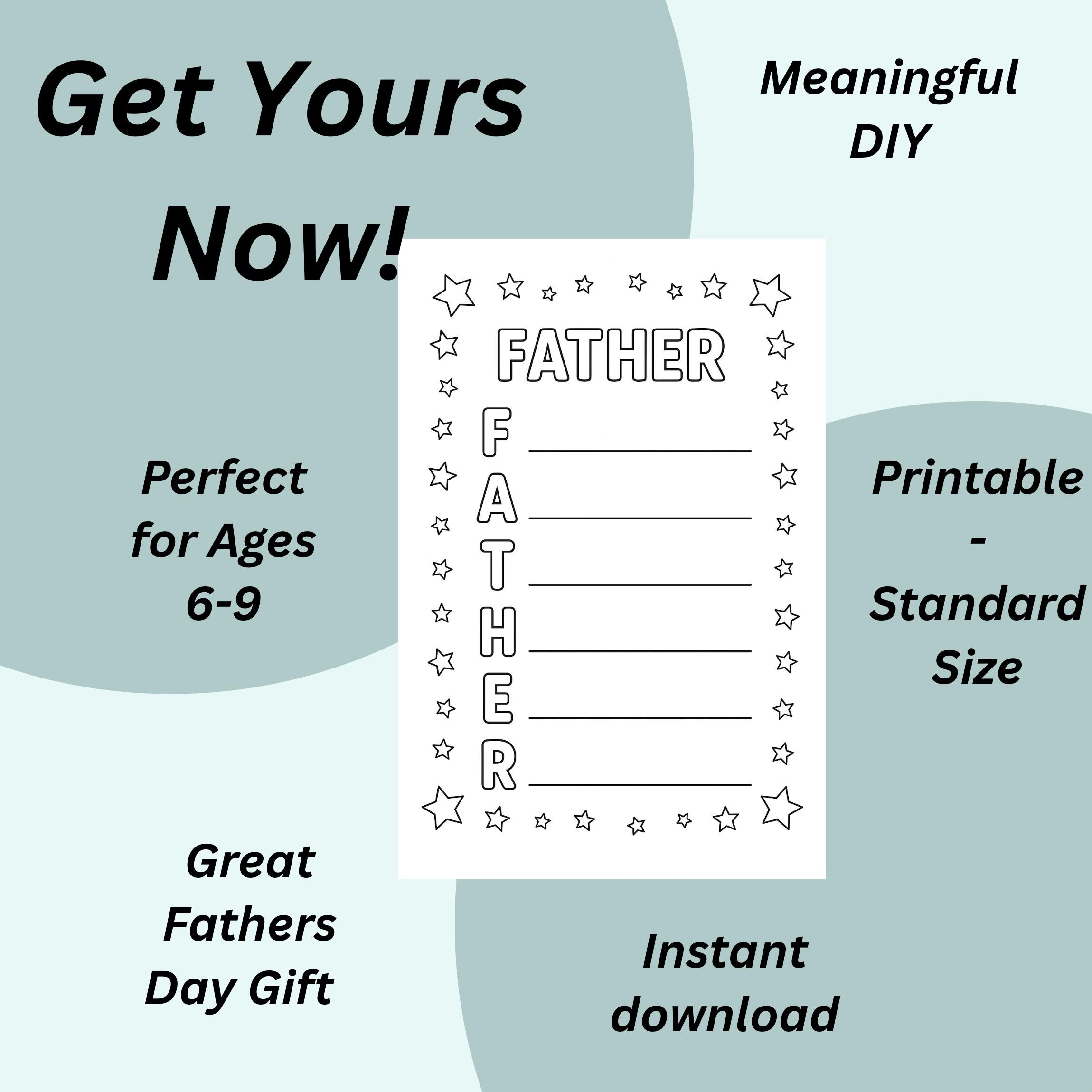 Father’s Day Acrostic Poem Printable for Kids | #1 Dad Gift | DIY ...