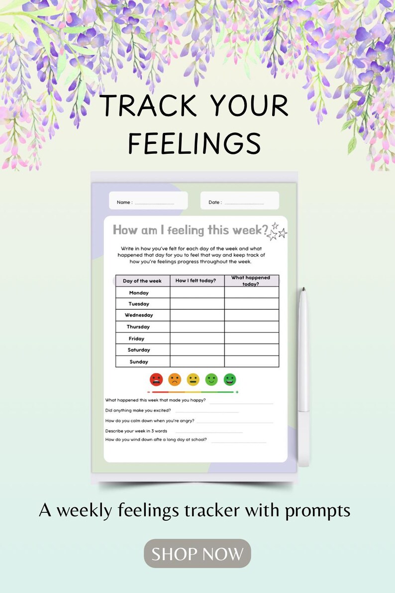 Weekly Emotions Tracker for Kids – Printable Emotional Awareness ...