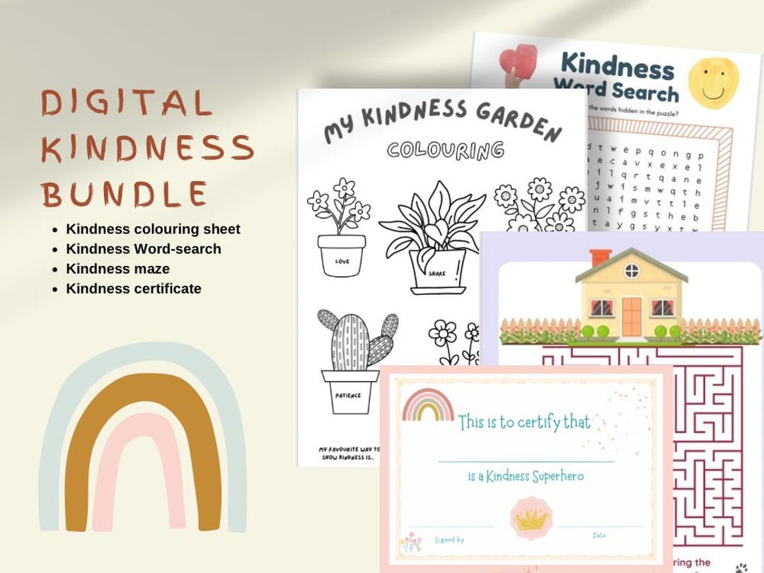 Kindness Printable Activities for Kids – Digital Bundle With Coloring ...