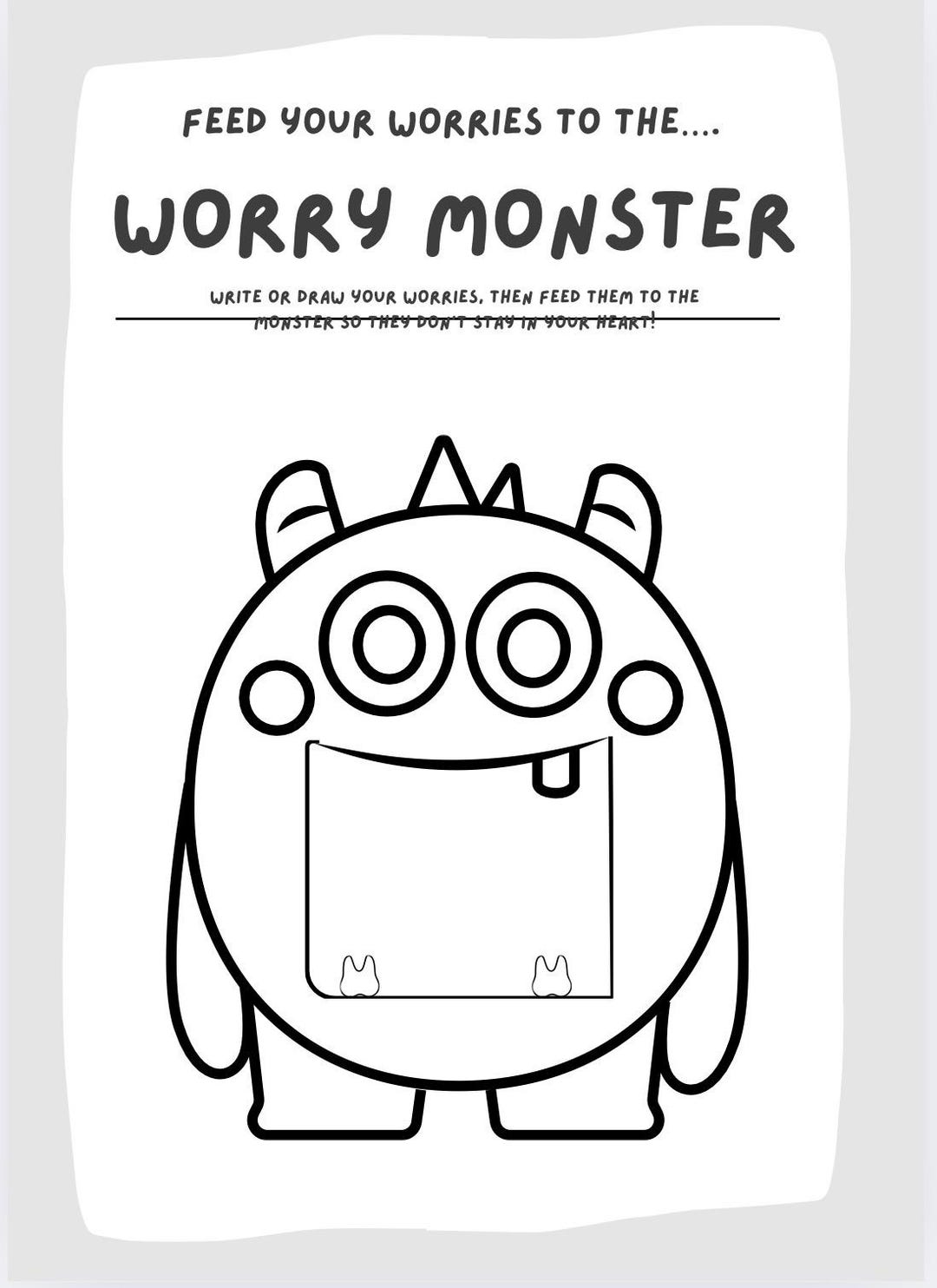 Worry Monster Coloring Page – Printable for Kids to Express and Release ...