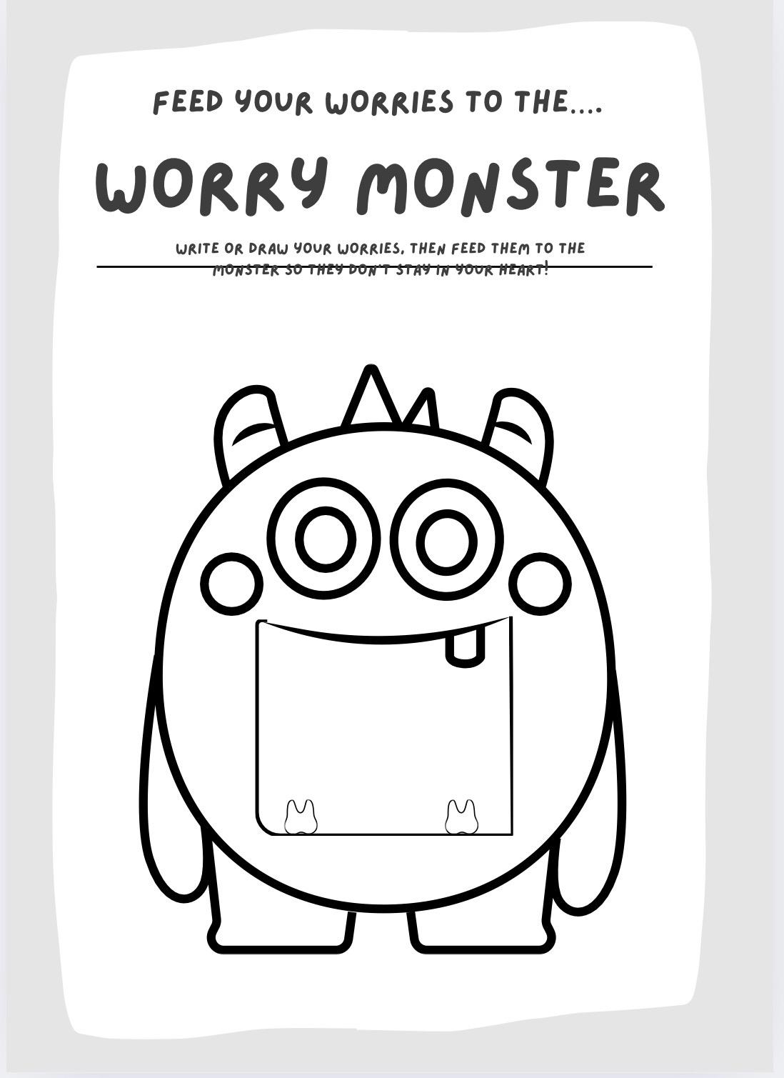 Worry Monster Coloring Page – Printable for Kids to Express and Release ...