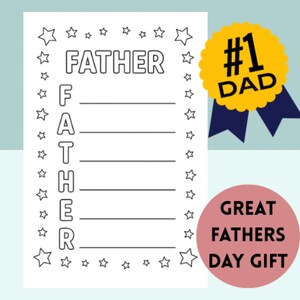 Father’s Day Acrostic Poem Printable for Kids | #1 Dad Gift | DIY ...