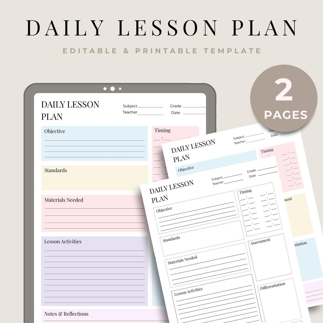 Rainbow Daily Lesson Plan Template Editable Canva, Teacher Planner ...