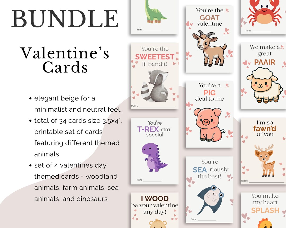 Classroom Valentines Bundle | Animal Valentines Cards | Woodland, Ocean ...