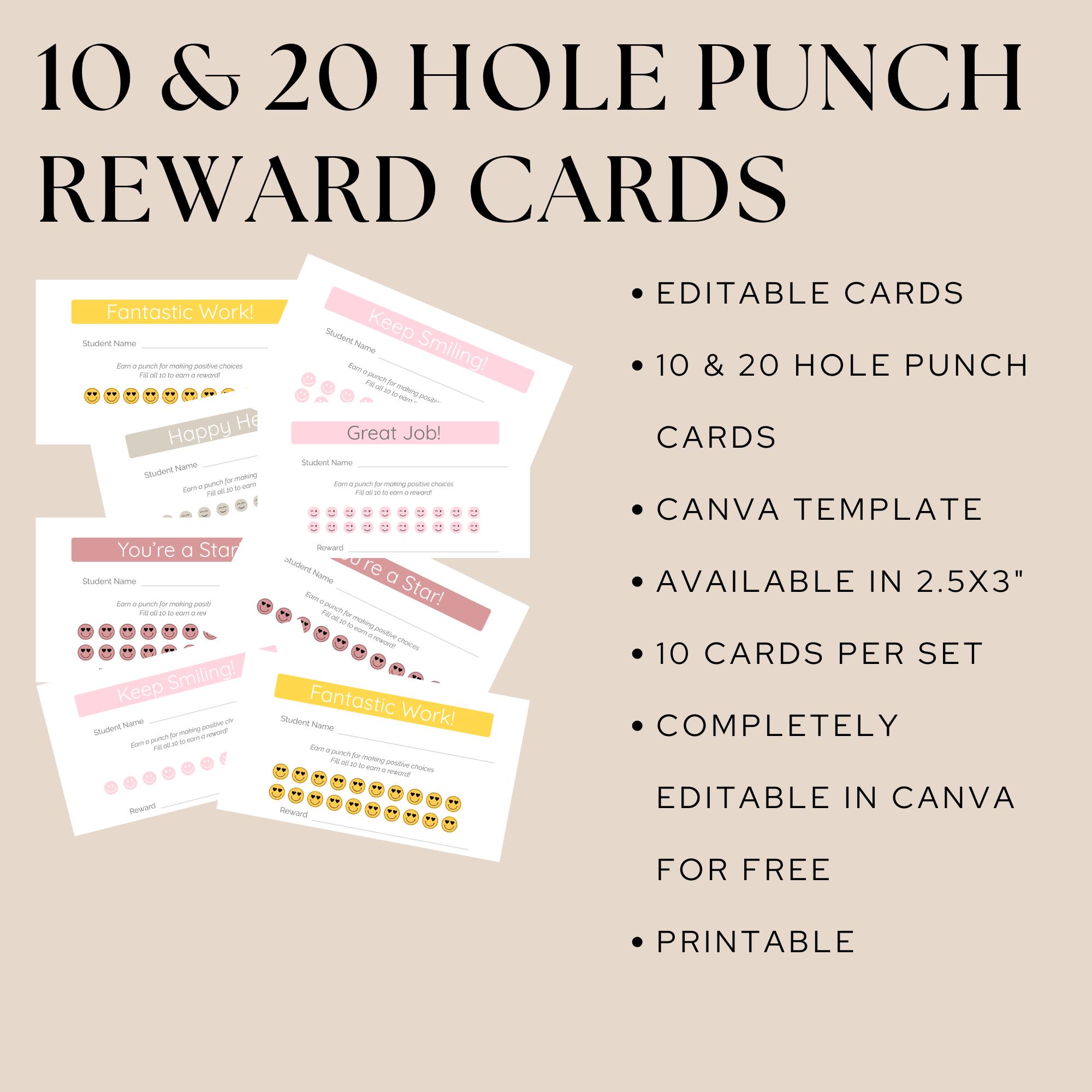 Smiley Face Punch Cards Printable Classroom Reward System, Student ...