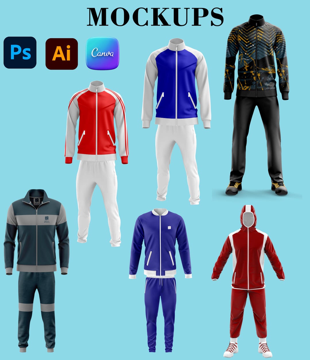 Fashion Design Tech Pack Mockup and Templates for Tracksuits and ...