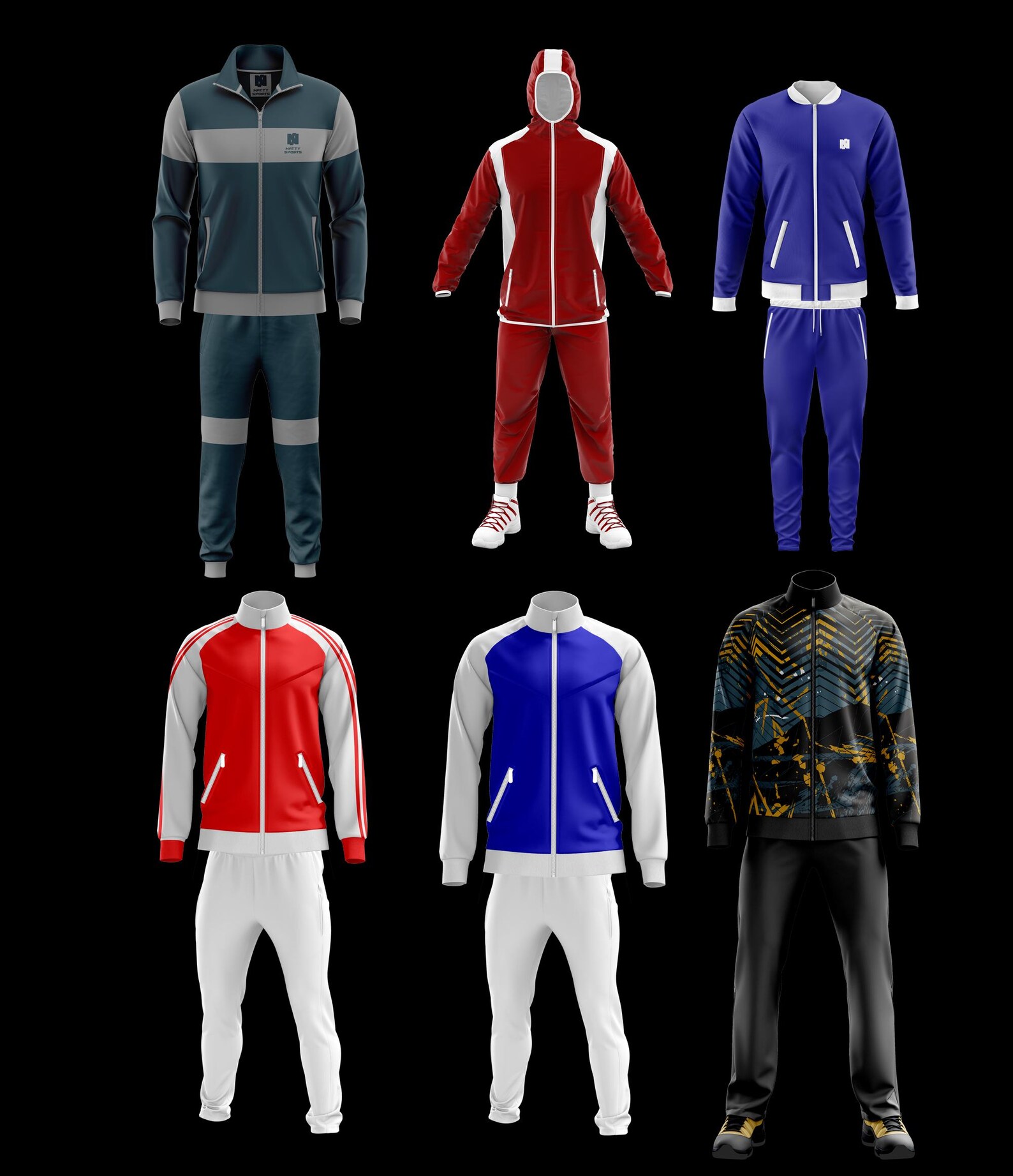 Fashion Design Tech Pack Mockup and Templates for Tracksuits and ...