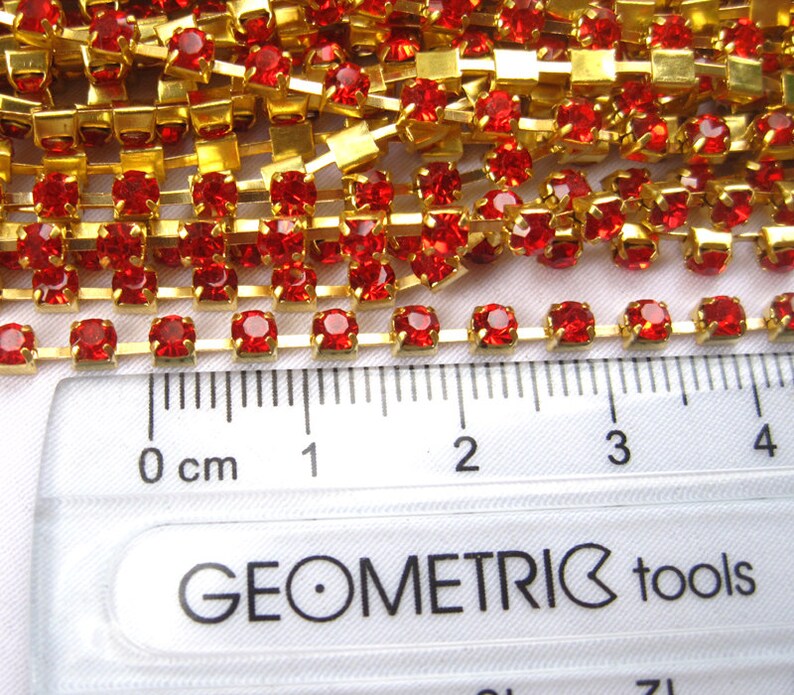 3ft 3mm Rhinestone Chain Bright Red Crystal Beads Handmade - Etsy