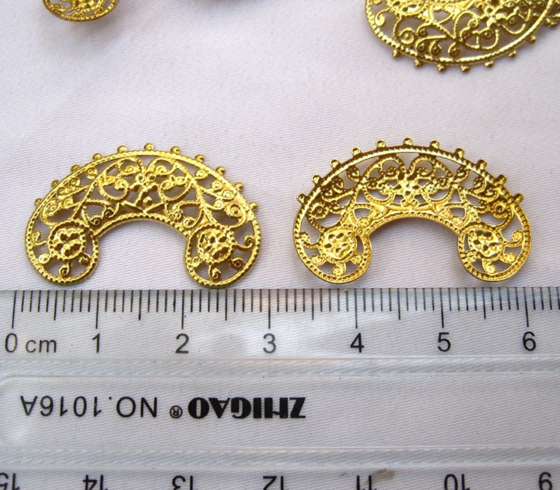 10 Pcs Filigree Findings Raw Brass Decoration Charm Fashion - Etsy