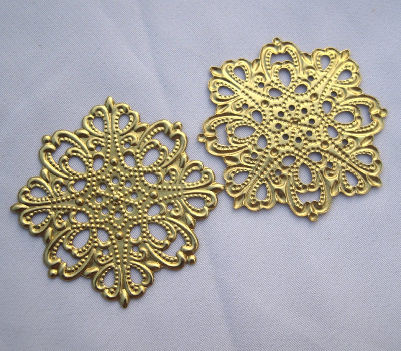 10pcs Flower Stamping Filigree Findings Raw Brass Crafts Star - Etsy