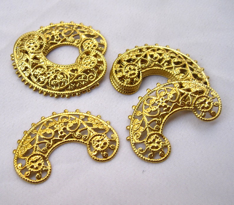 10 Pcs Filigree Findings Raw Brass Decoration Charm Fashion - Etsy