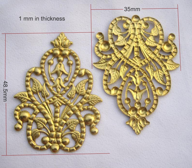 8pcs Brass Flower Flat Filigree Findings Jewelry Hardware - Etsy