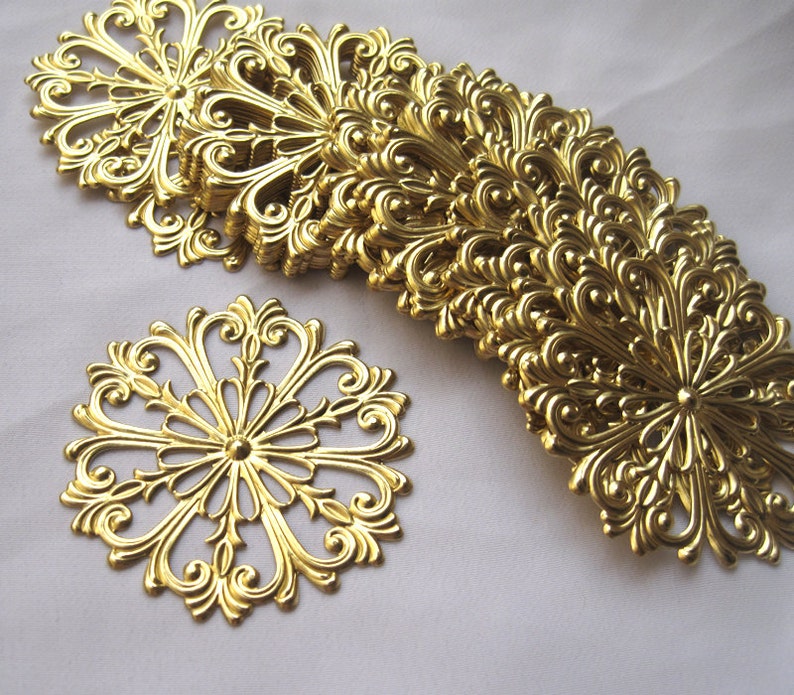 6pcs Flower Filigree Golden Chrysanthemums Stamping Filigree | Etsy